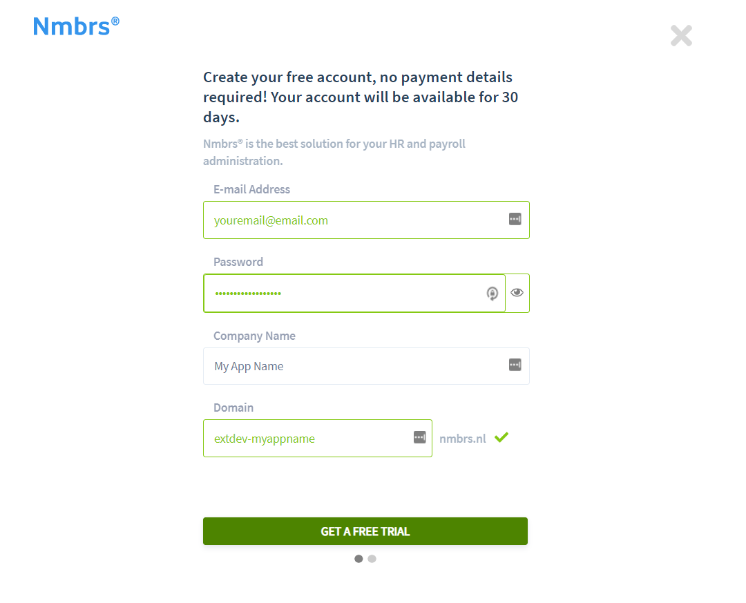 Create Nmbrs Account - Nmbrs Developer Portal
